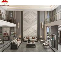 China Hotel Design Style Modern White Marble TV Wall Board Panel for Home Renovation Project for sale