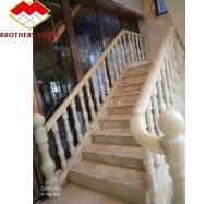 China White and Green Onyx Marble Handrail for Staircase Modern Polished Balustrades Column for sale