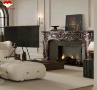 China Indoor Stone Mantle for Modern Violet Marble Fireplace Surround in Luxury Living Room for sale