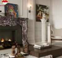 China Indoor Stone Mantle for Modern Violet Marble Fireplace Surround in Luxury Living Room for sale