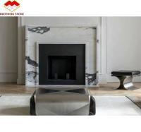China Indoor Stone Mantle for Modern Violet Marble Fireplace Surround in Luxury Living Room for sale