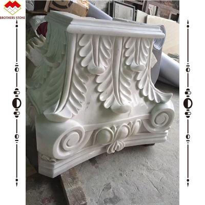 China Hand Carved Beige Marble Column Capital for Garden Roman Pillars Square Column for sale