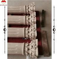 China Hotel Solid Beige Cream Stone Roman Marble Pillar Carving Design for Construction for sale
