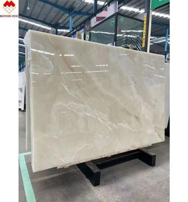 China Backlit Royal White Onyx Marble Slab for Customizable Table Countertop and Wall Panel for sale