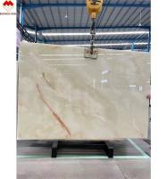 China Backlit Royal White Onyx Marble Slab for Customizable Table Countertop and Wall Panel for sale
