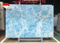 China Light Blue Marble Jade Onyx Slab for Customized Cut-to-size Tiles Golden Veins for sale
