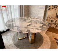 China Polished Arabescato White Italian Marble Slab for Modern Wall and Round Dining Table for sale