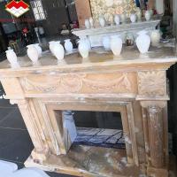 China Villa Living Room Fireplace Surrounds Modern Indoor Marble Stone Fireplaces Customized for sale