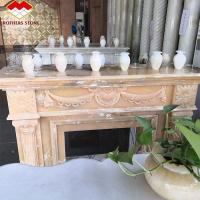 China Villa Living Room Fireplace Surrounds Modern Indoor Marble Stone Fireplaces Customized for sale