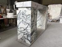 China Adjustable Marble Entry Console Table with Glossy Finish and Arabescato Marble Plinth for sale