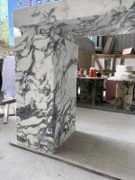 China Adjustable Marble Entry Console Table with Glossy Finish and Arabescato Marble Plinth for sale