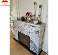 China Villa Living Room Fireplace Surrounds Modern Indoor Marble Stone Fireplaces Customized for sale