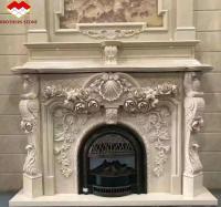 China Modern Italian Style Marble Fireplace Mantel Indoor Decorative Stone Fireplace in Granite for sale
