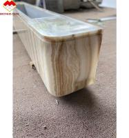 China Elegant Living Room Furniture Natural Marble TV Table Stand Set with White Wooden Veins for sale