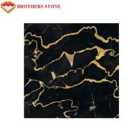 China Cut To Size Black Portoro Italian Marble With Gold Vein For Bathroom Countertop for sale