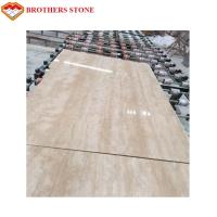 China Brothers Stone Beige Travertine Wood Vein Marble Stone Slab High Polished Degree for sale
