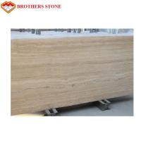 China Brothers Stone Beige Travertine Wood Vein Marble Stone Slab High Polished Degree for sale