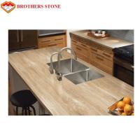 China Brothers Stone Beige Travertine Wood Vein Marble Stone Slab High Polished Degree for sale