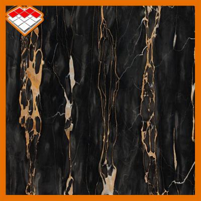 China Cut To Size Black Portoro Italian Marble With Gold Vein For Bathroom Countertop for sale
