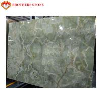 China Light Color Green Onyx Marble Slab Custom Size For TV Background for sale