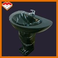 China Polished Marble Stone Tile , Black Marble With White Veins For Sink Wash Basin for sale
