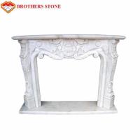 China Indoor Natural Stone Fireplaces , Suny White Marble Electric Fireplace for sale