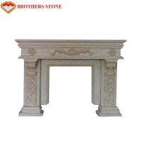 China Beige Color Natural Stone Fireplaces , Marble Tile Fireplace Hearth for sale