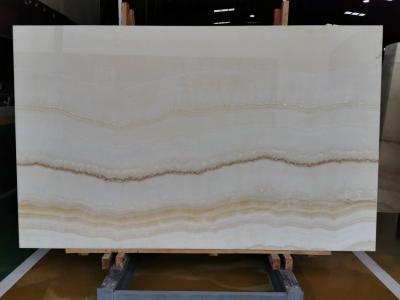 China Wooden White Backlit 16mm Jade Onyx Slab For Wall Panel for sale
