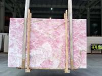 China Backlit Ice Age Onyx Marble Wall Panel Translucent Crystal Pink Onyx Countertop for sale