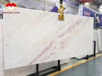China Backlit Pink Vein White Marble Tile Natural Rose Rainbow Onyx for sale