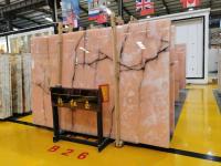 China Transparent Afghan Pink Jade Onyx Slab With Brown Veins for sale