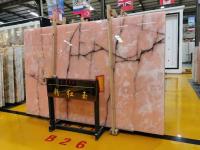 China Transparent Afghan Pink Jade Onyx Slab With Brown Veins for sale