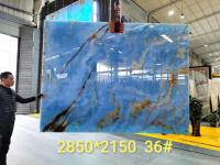 China Backlit Blue Crystal Jade Onyx Slab Marble Stone For Background for sale
