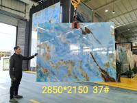 China Backlit Blue Crystal Jade Onyx Slab Marble Stone For Background for sale