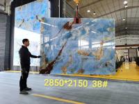 China Backlit Blue Crystal Jade Onyx Slab Marble Stone For Background for sale