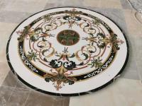 China Villa Entrance Green Jade Onyx Flower Waterjet Marble Tiles for sale