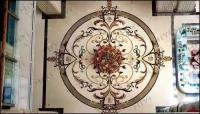 China Villa Entrance Green Jade Onyx Flower Waterjet Marble Tiles for sale