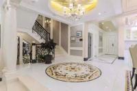 China Villa Entrance Green Jade Onyx Flower Waterjet Marble Tiles for sale
