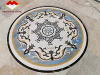 China Natural Flower Waterjet Round Marble Tiles Medallion Carpet for sale