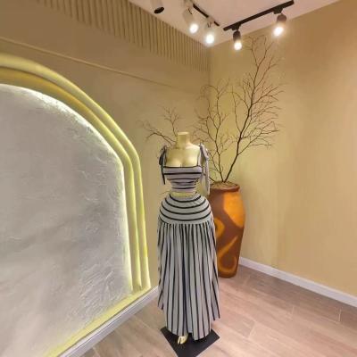China Striped Top & Skirt Two Piece Set - Stylish Matching Outfit for sale