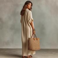 China Women's Loose-Fit V-Neck Maxi Dress with Side Pockets and Customizable Colors - OEM/ODM Service Available for sale