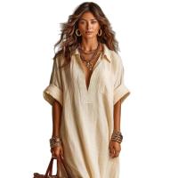 China Women's Loose-Fit V-Neck Maxi Dress with Side Pockets and Customizable Colors - OEM/ODM Service Available for sale