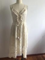 China Women's Bohemian V-Neck Lace Tiered Maxi Dress - Machine Washable for Everyday Wear for sale