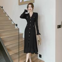 China Women's V-Neck Midi Dress with Ruched Design, Fitted Waist, and Eco-friendly PU Material for sale