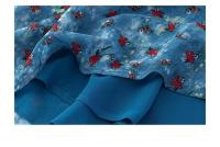 China Women's Floral Print V-Neck Maxi Dress with Ruffled Shoulder Straps for sale