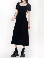 China Women's Cotton Casual Style Machine Washable Fit-and-Flare Midi Dress for Everyday Wear for sale