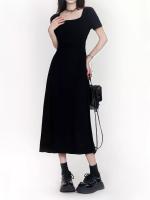 China Women's Cotton Casual Style Machine Washable Fit-and-Flare Midi Dress for Everyday Wear for sale