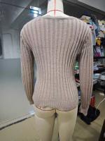 China Women's Ribbed Knit Top with Square Neck and Scalloped Hem Long-Sleeve Casual Wear for sale