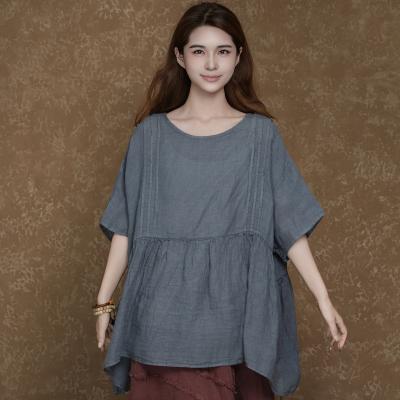China Women's Loose-Fit Gathered-Waist Asymmetric Tunic Top for Casual Wear for sale