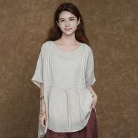 China Women's Loose-Fit Gathered-Waist Asymmetric Tunic Top for Casual Wear for sale